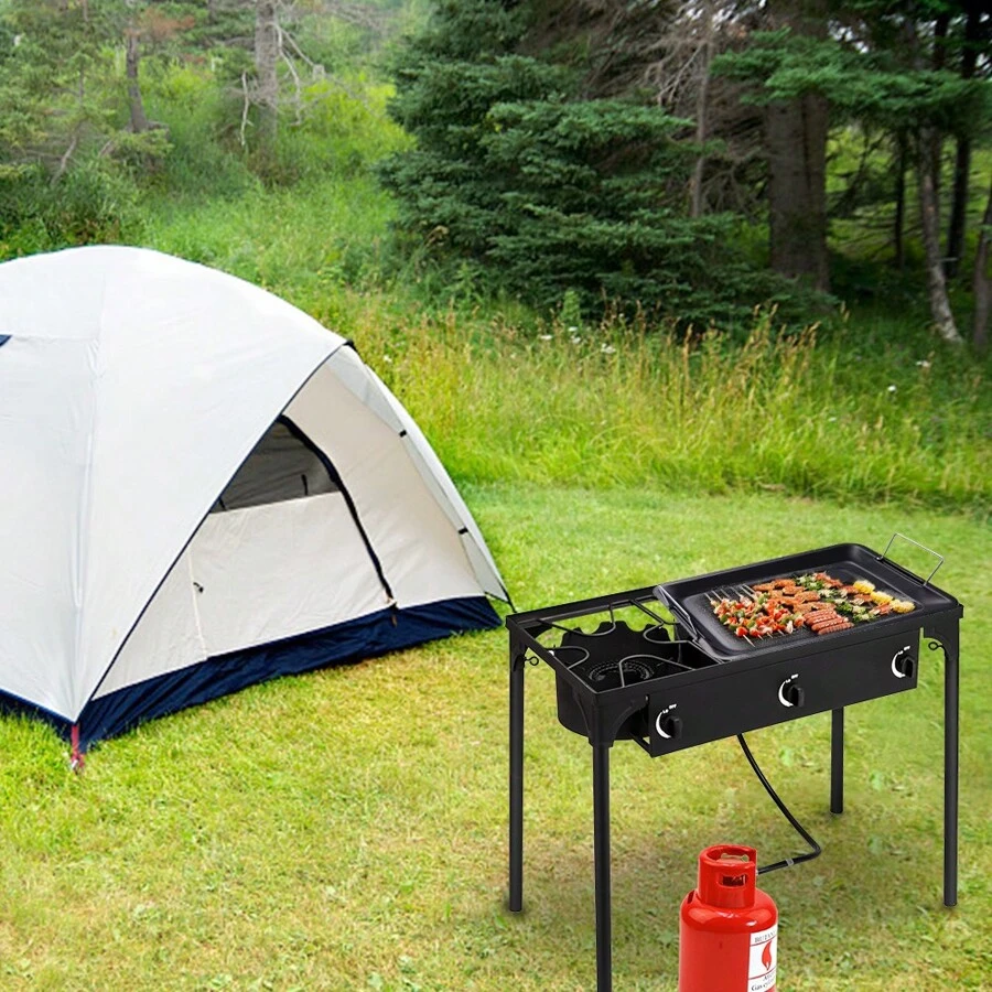 Outdoor Camp Stove High Pressure Propane Gas Cooker Portable Cast Iron ...