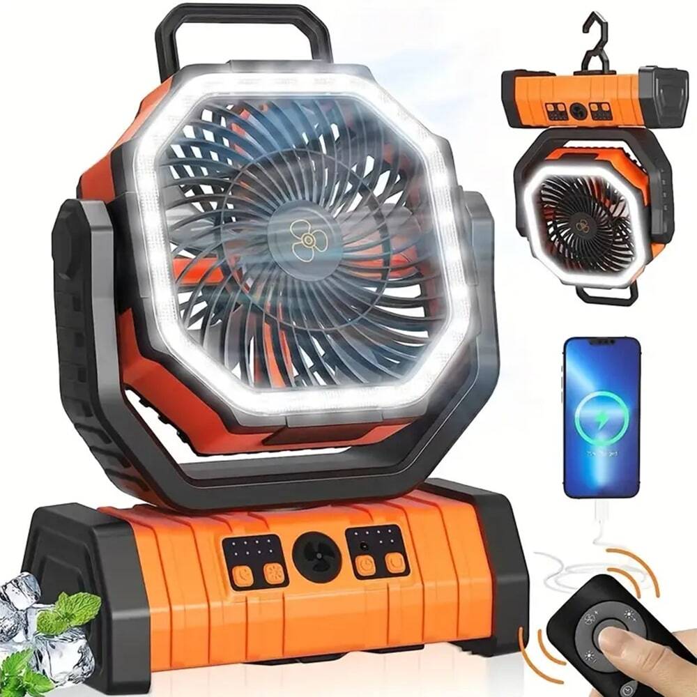 3-Speed Cordless Battery Powered Portable Fan, Rechargeable Solar ...