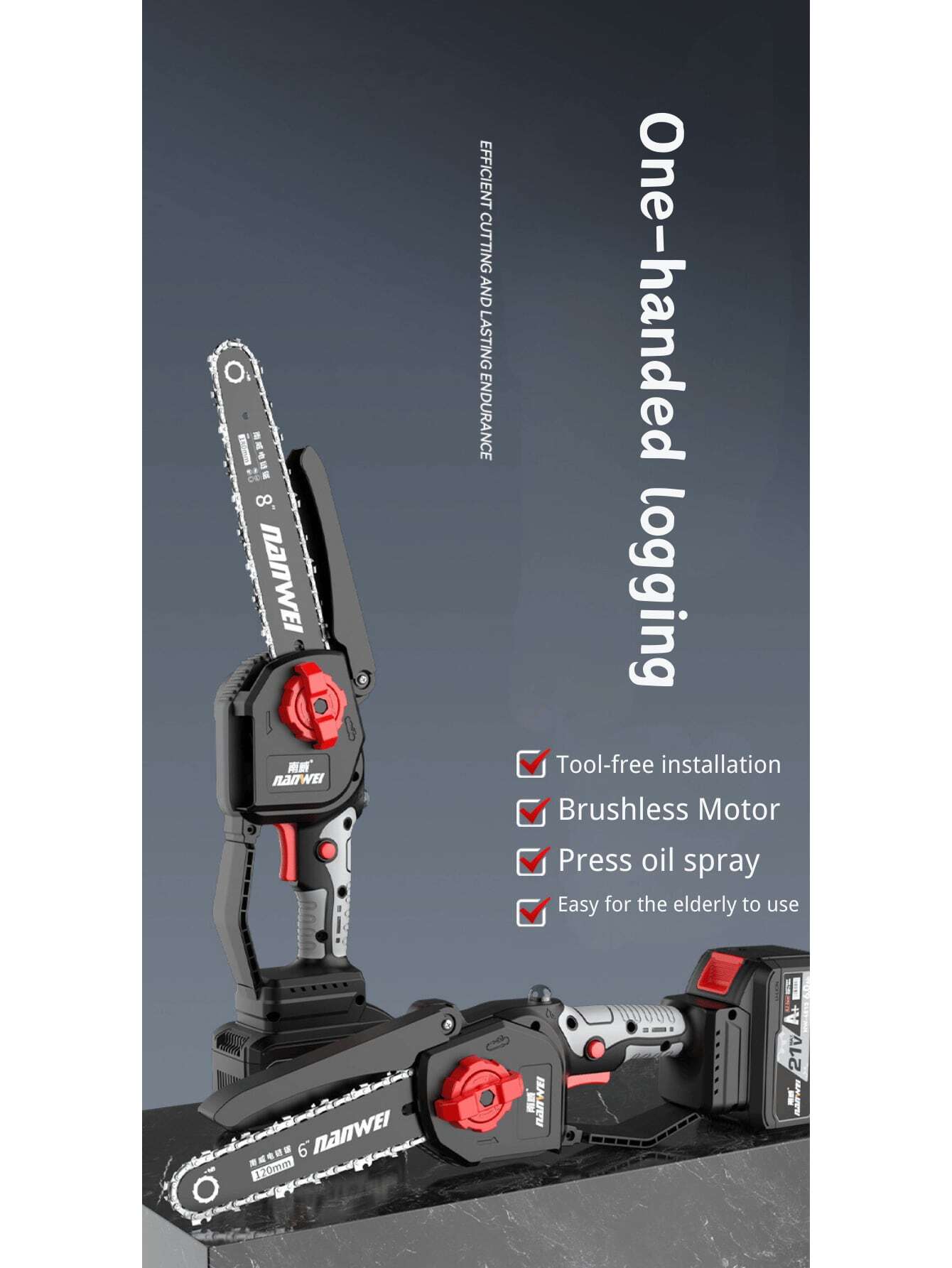 Sierra eléctrica recargable sierra de cadena eléctrica exterior sierra ...