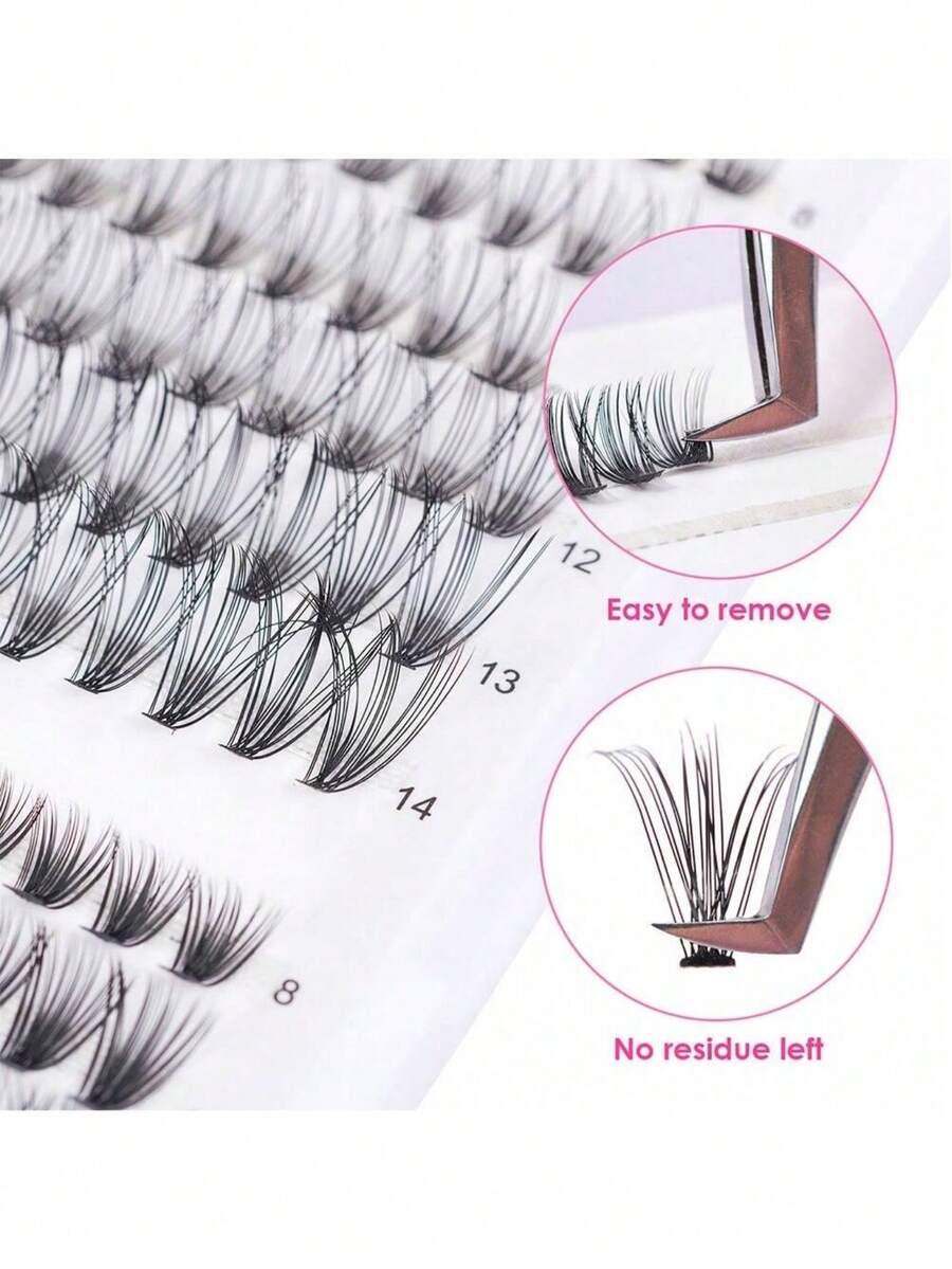 Arison 14Rows Individual Eyelashes 50D Cluster Lashes 0.07mm Thickness ...