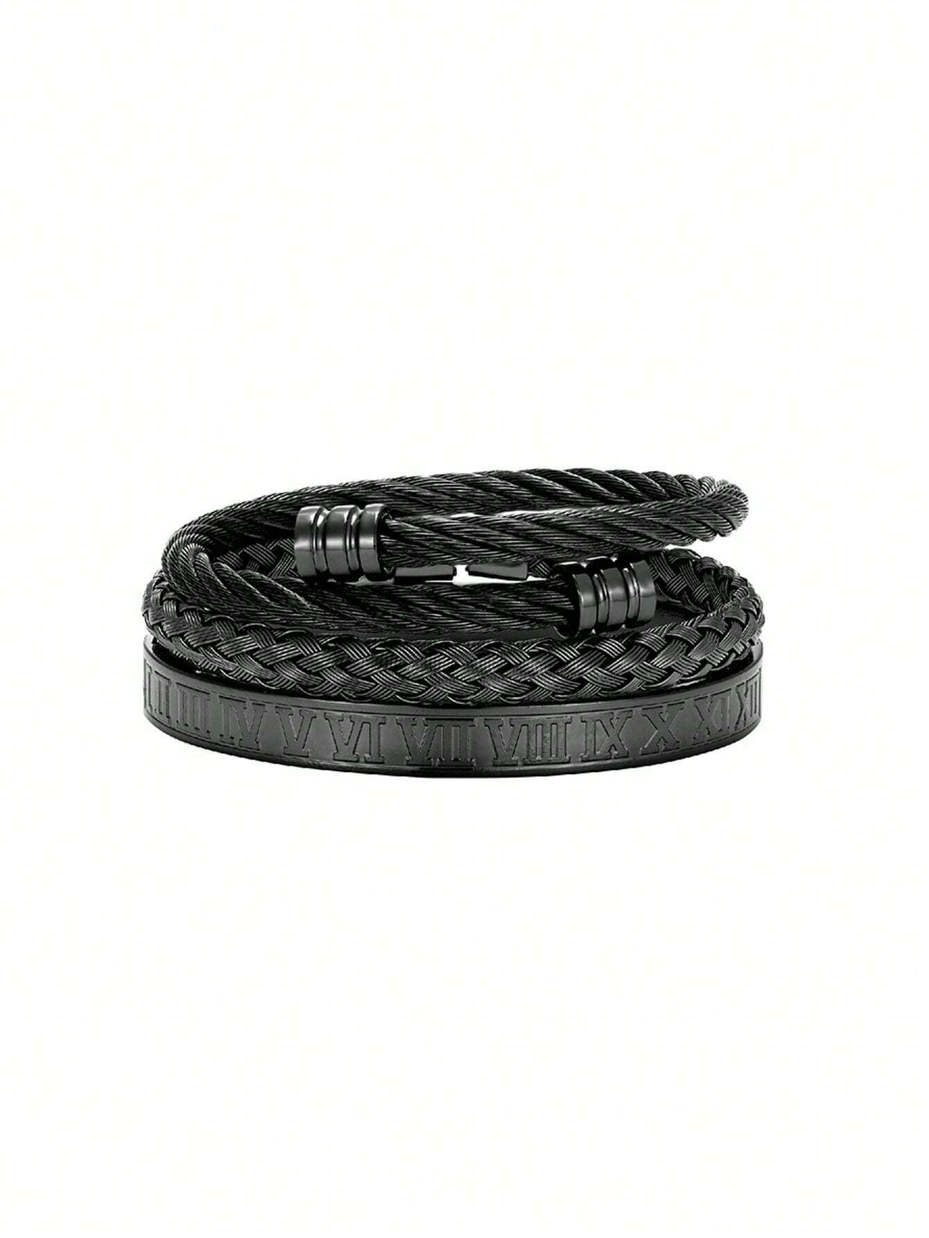 3pcs/Set European & American Fashion Steel Wire Woven Round Head ...