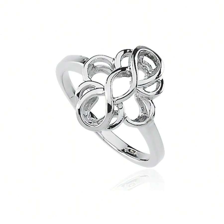 The Black Bow Women's Swirl Ring In 14k White Gold | SHEIN USA