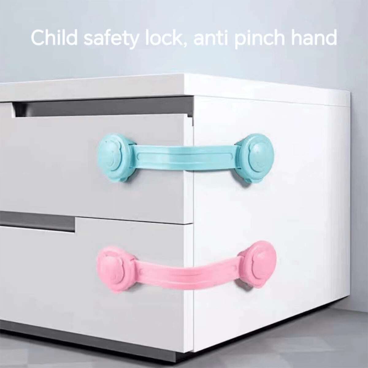 1PC Blue Pink Multifunctional Baby Anti Pinch Drawer Lock, Safety Lock ...