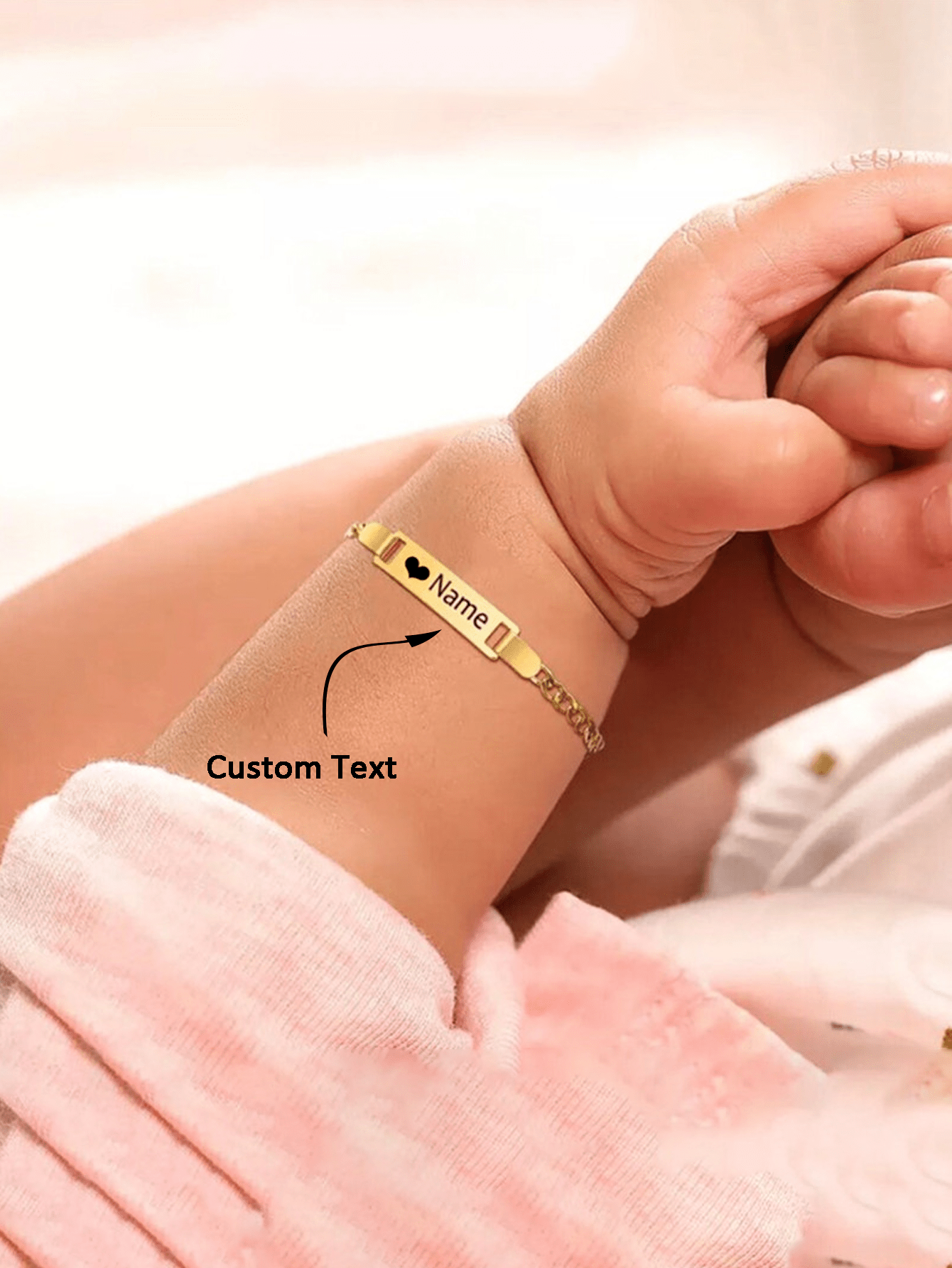 1 Piece/Customizable Children's Baby Name Bracelet, Stainless Steel ...