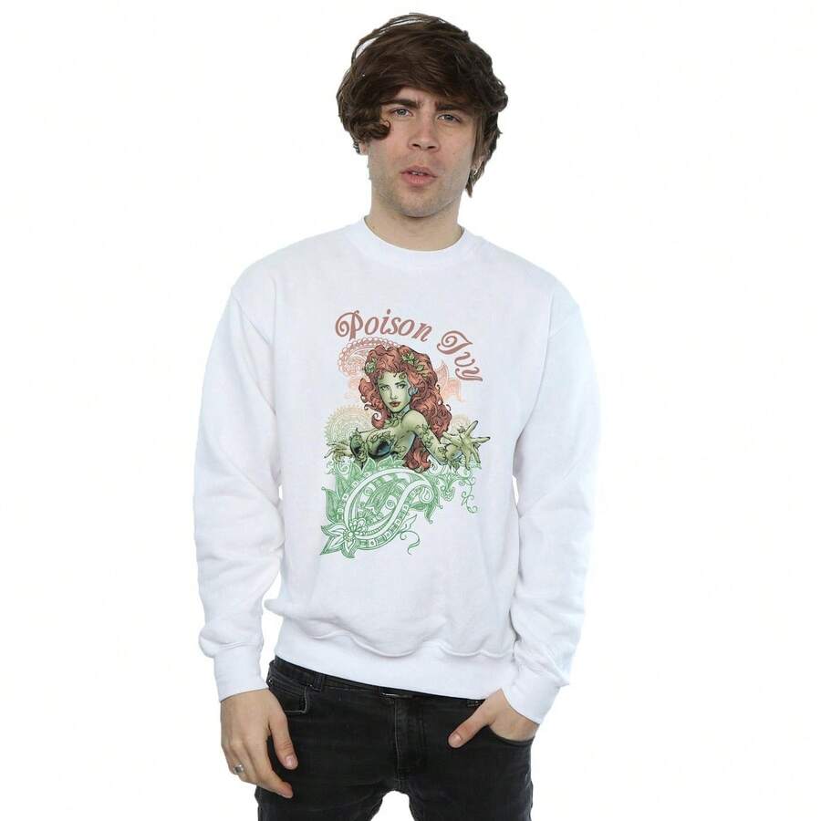 DC Comics Mens Poison Ivy Paisley Sweatshirt (White) | SHEIN USA