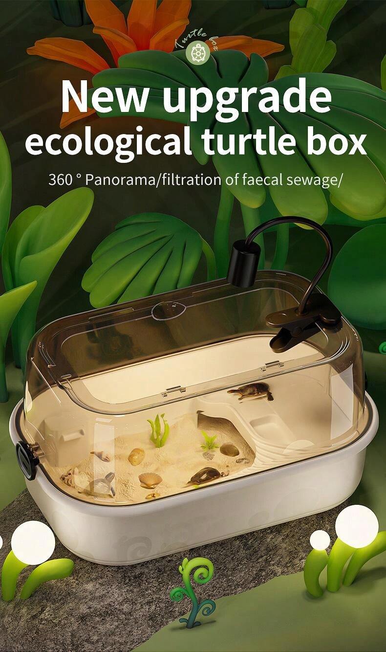 1pc Large Capacity Turtle Tank With Feeding Bowl For Aquatic Turtles ...
