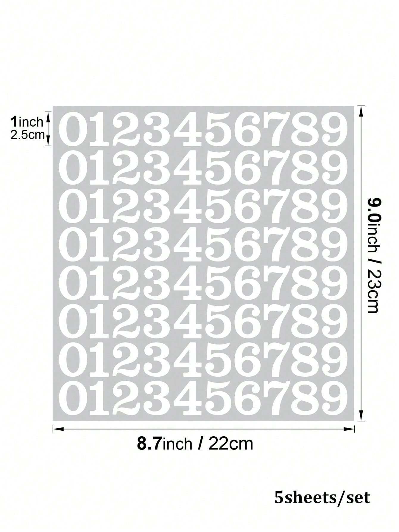 5pcs/Set Black White Colorful Number 0-9 Self-Adhesive Stickers, 1 Inch ...