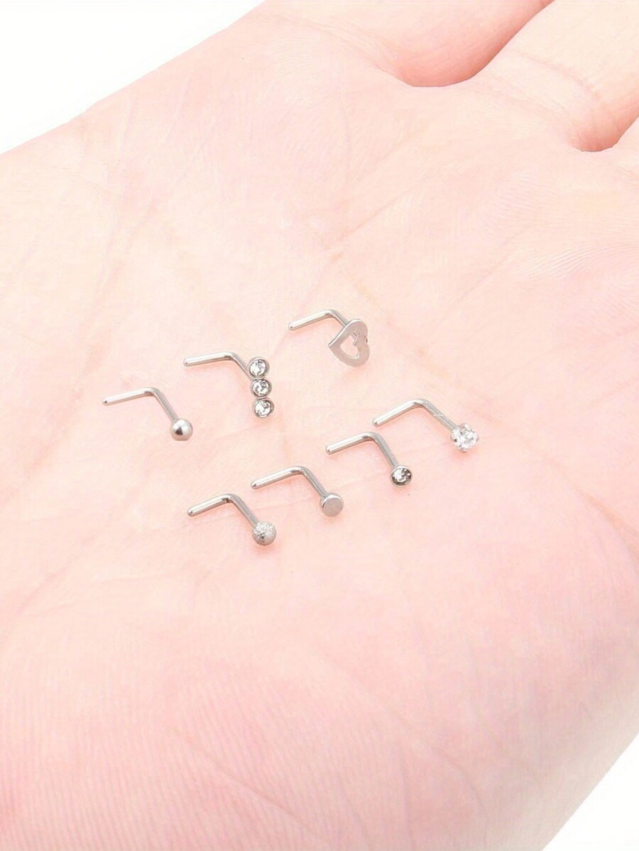 CIZME 16pcs Silver Nose Studs Pack Stainless Steel 20 Gauge Snake Moon ...