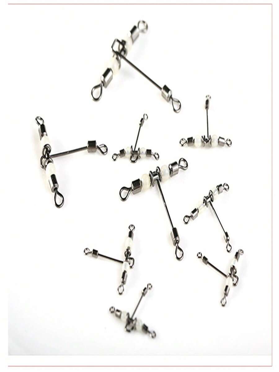 6pcs/Set Sea Fishing American-Style T-Shaped Glow-In-The-Dark Bead Swivel, Fishing Rod Guides, 8 ...