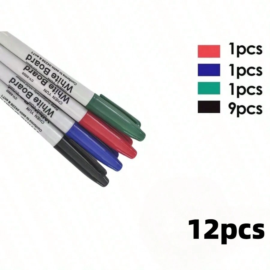 12 pièces Stylos marqueurs effaçables pour tableau blanc, pointe fine ...