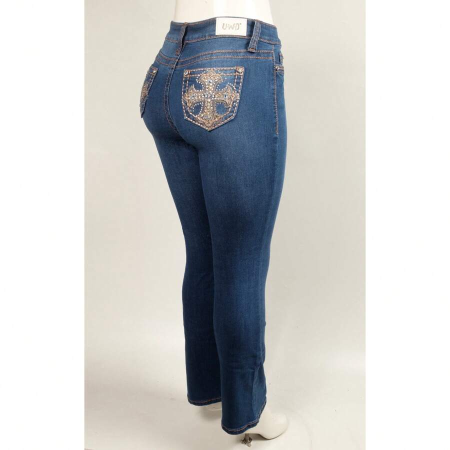 Rhinestone Bootcut Jeans | SHEIN USA