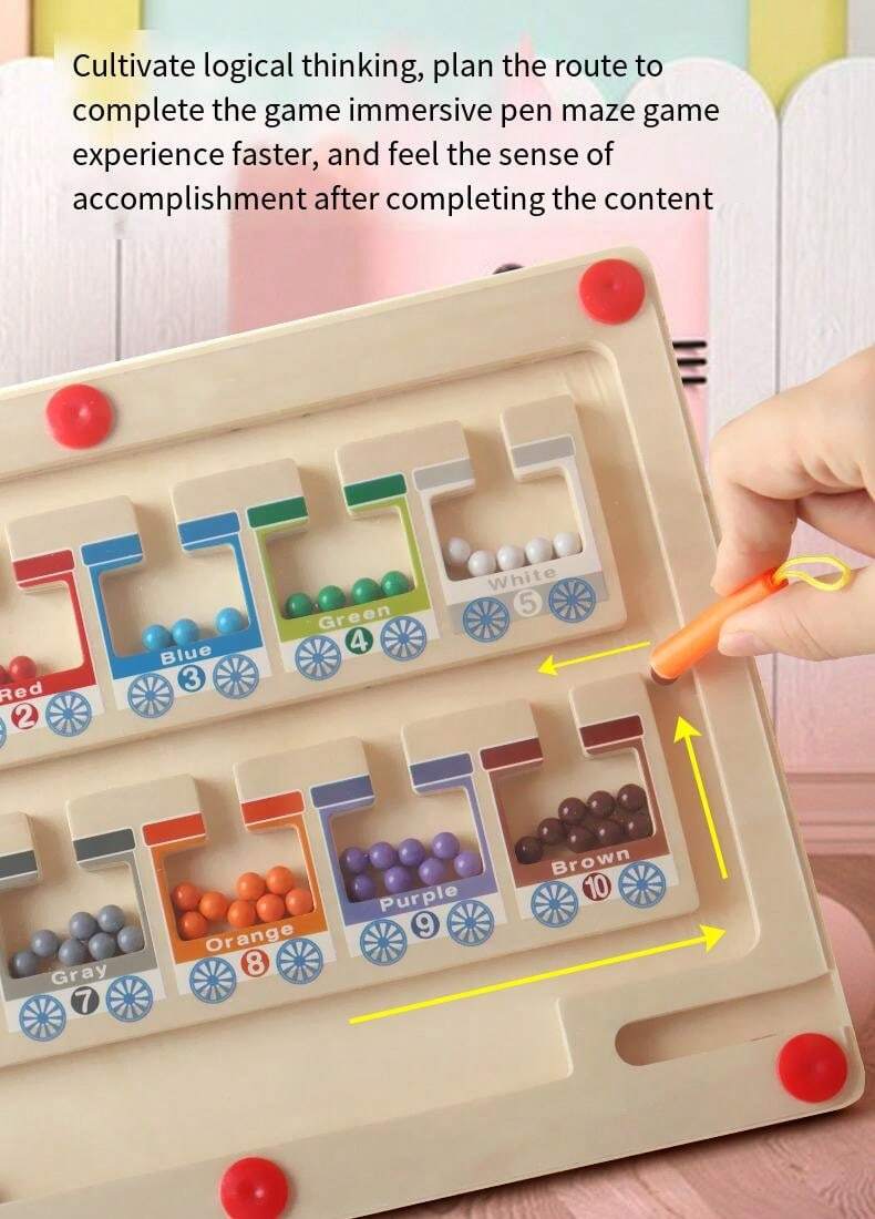 Children Magnetic Writing Beads Maze Game, Color Sorting Counting Board ...