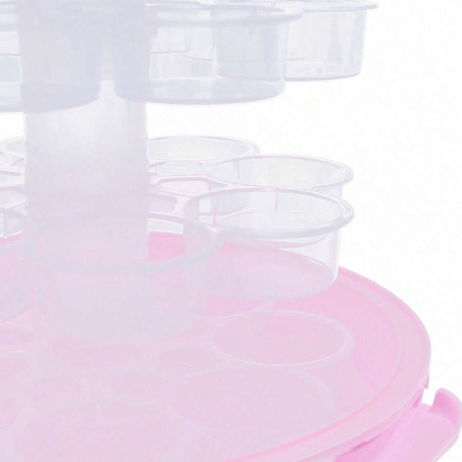 OUKANING Portable 3-Tier Cupcake Transporter Dome Box Pink Muffin ...