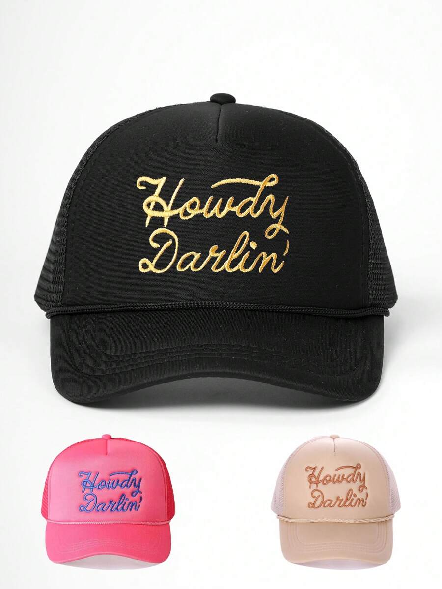 1pc Dailin Embroidered String Mesh Baseball Cap, Outdoor Sun Protection ...