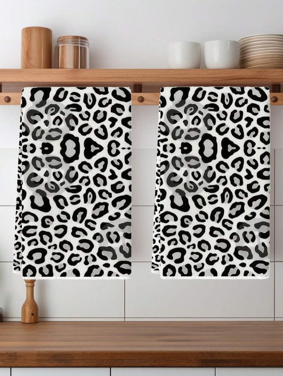 2 Pcs Sexy Leopard Print Kitchen Towels Dish Towels Kitchen Washing ...