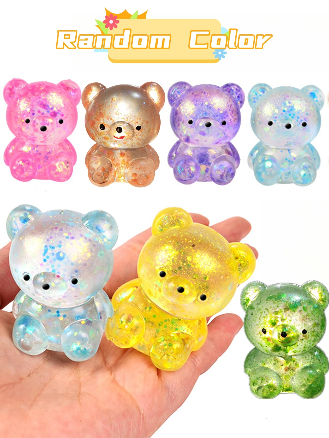 1Pc Cute Bear Squeeze Toys - Pull And Decompress ADHD Toys - Colorful ...
