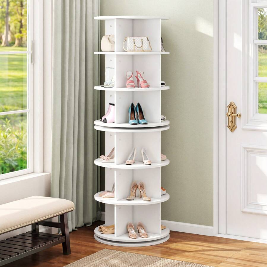 360 Degree Rotating Shoe Cabinet 6 Tier Rotating Shoe Rack Tower,Free ...