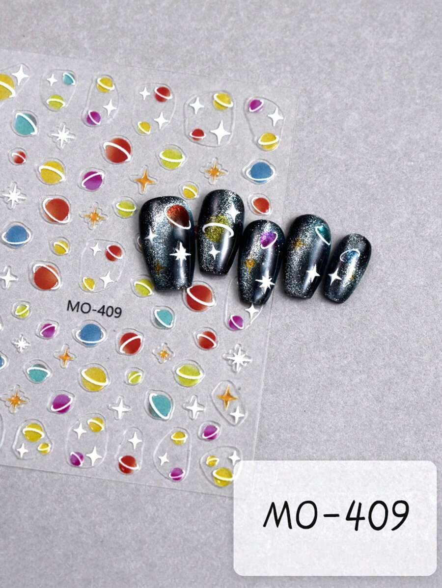3D Star Space Nail Sticker Devil's Eyeball Galaxy Alien Planet Nail ...