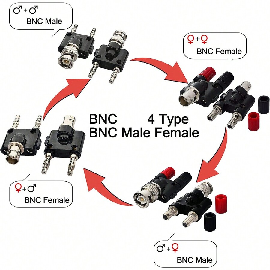 Bnc 4 Type Bnc Male Female To 2x 4mm Dual Banana Female Male Socket