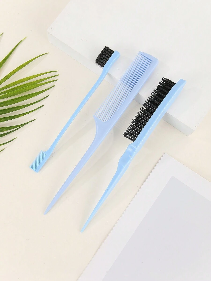 3pcs Hair Styling Comb Set, Teasing Hair Brush Rat Tail Comb Edge Brush ...