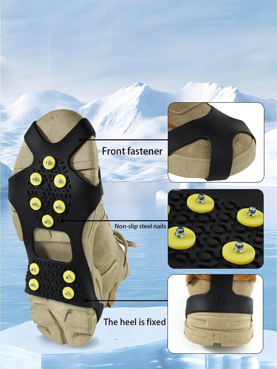 1 Pair 10-Tooth Outdoor Ice Traction Cleats, Anti-Slip Snow & Ice ...