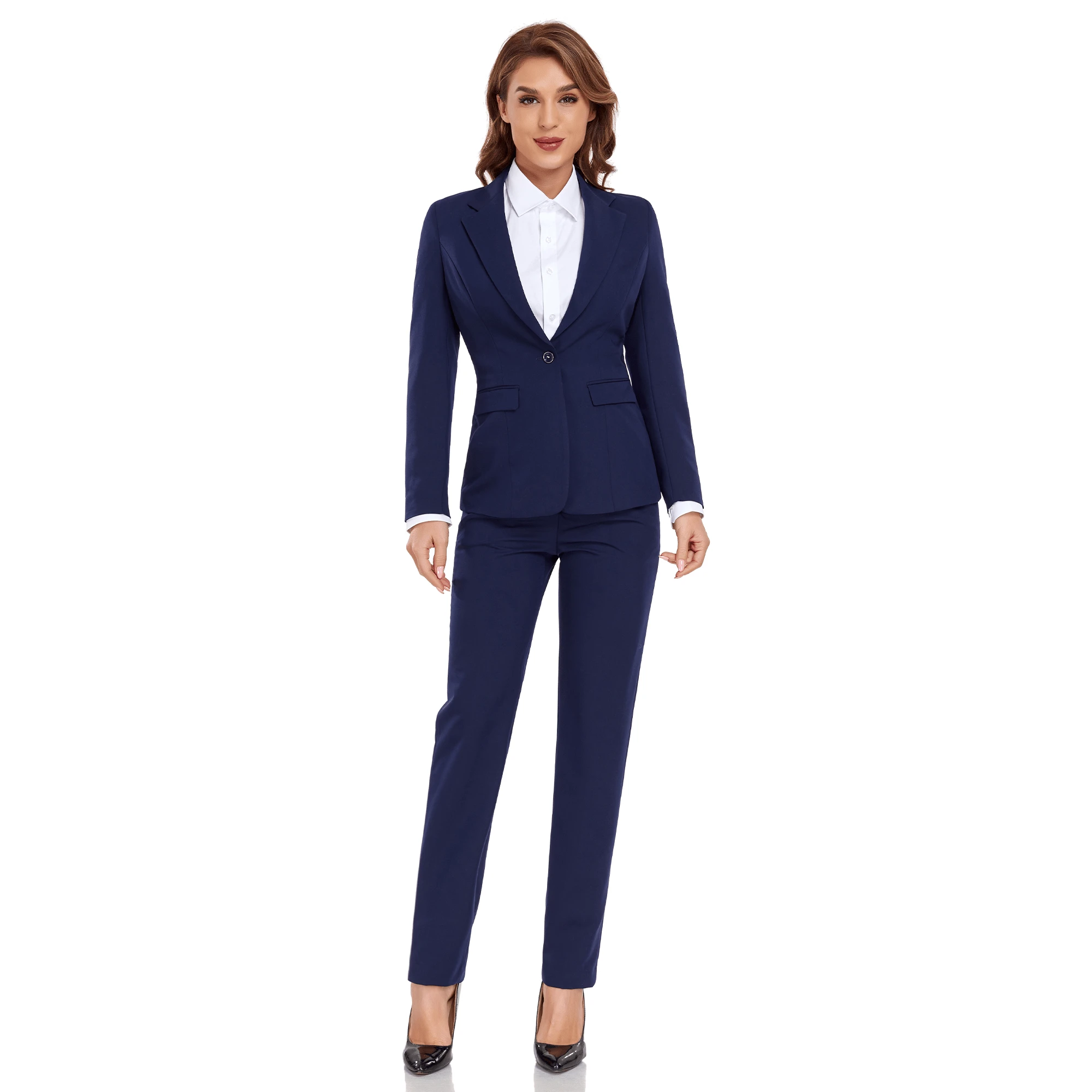 Women's 2 Piece Business Suit Set Office Outfits Slim Fit Blazer Pant ...