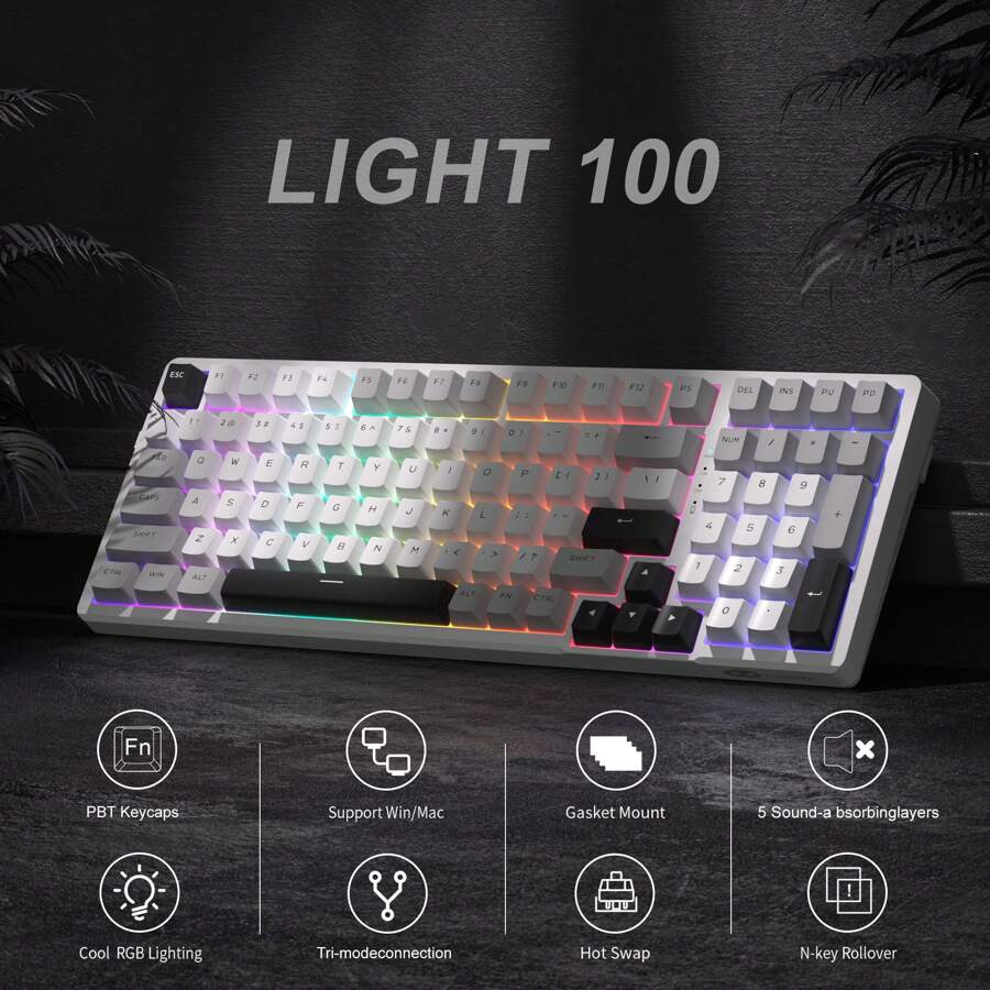 Teclado mecánico inalámbrico para juegos MageGee Light100, teclado ...