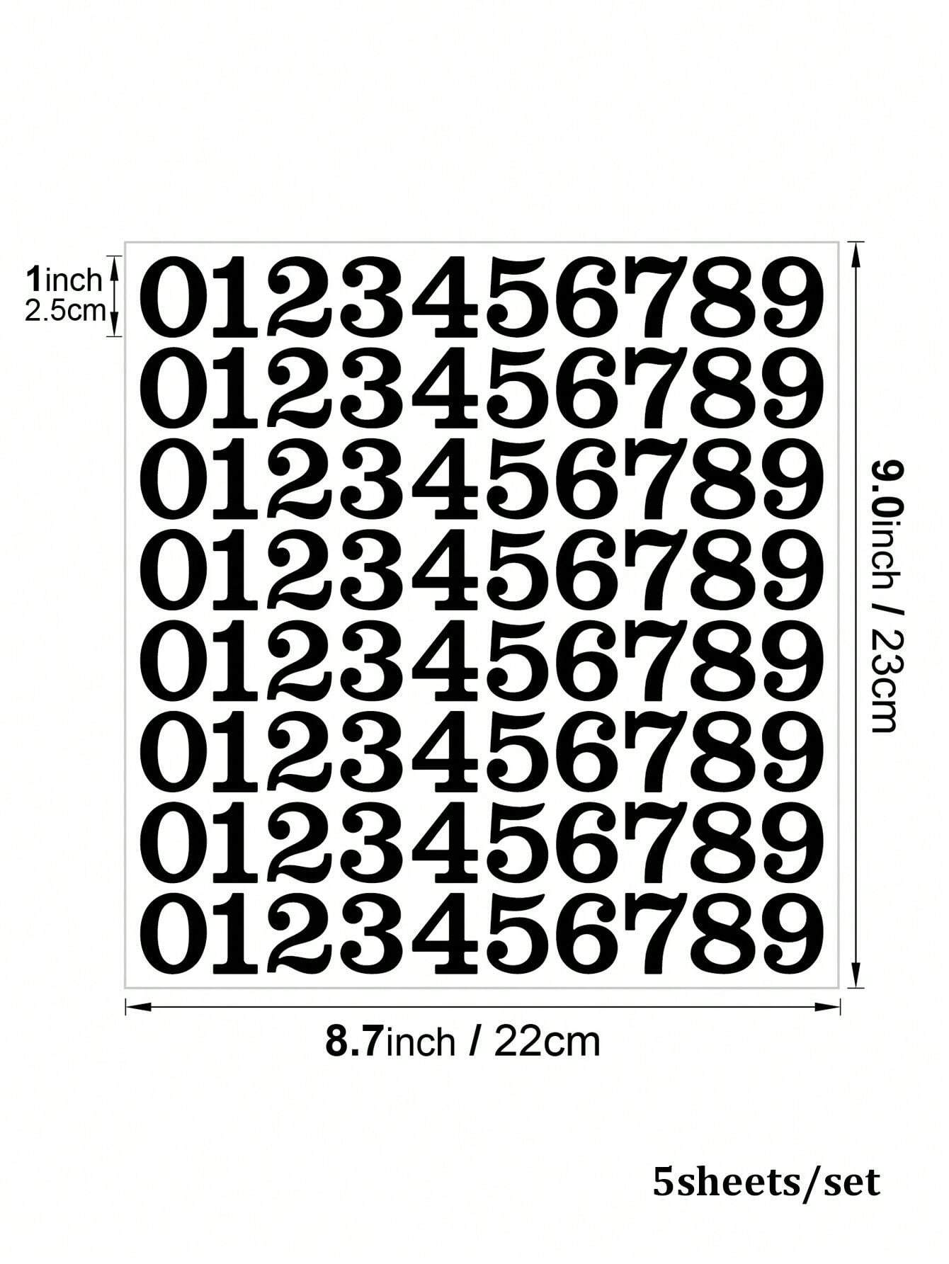 5pcs/Set Black White Colorful Number 0-9 Self-Adhesive Stickers, 1 Inch ...