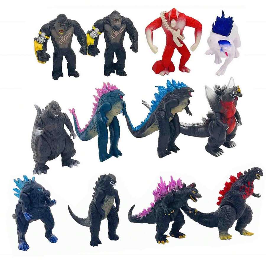 12 PCS Gorilla Dinosaur Monster The Skar King Shimo Action Figures Dragon King Of The Monsters ...