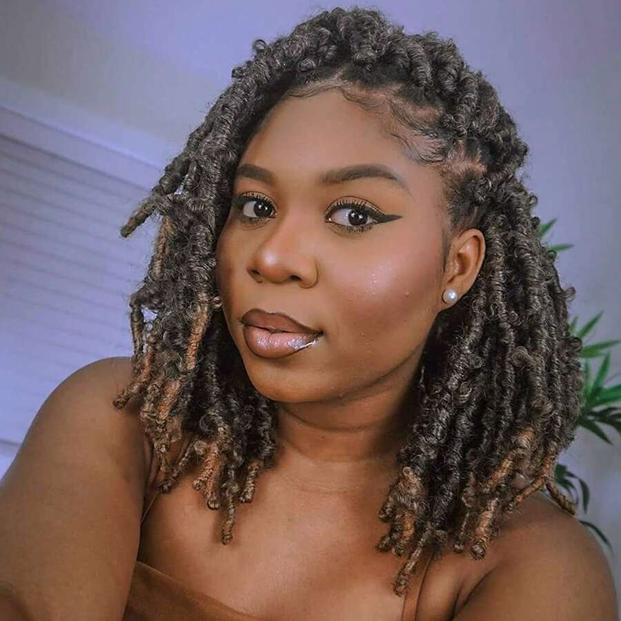 Su Mei.s 7 Packs Butterfly Faux Locs Crochet Hair 12Inch Pre-Looped ...