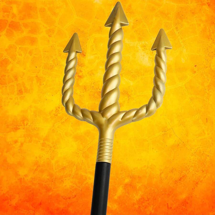 Skeleteen Gold Trident Costume Accessory - Golden Pitchfork Spear Toy ...