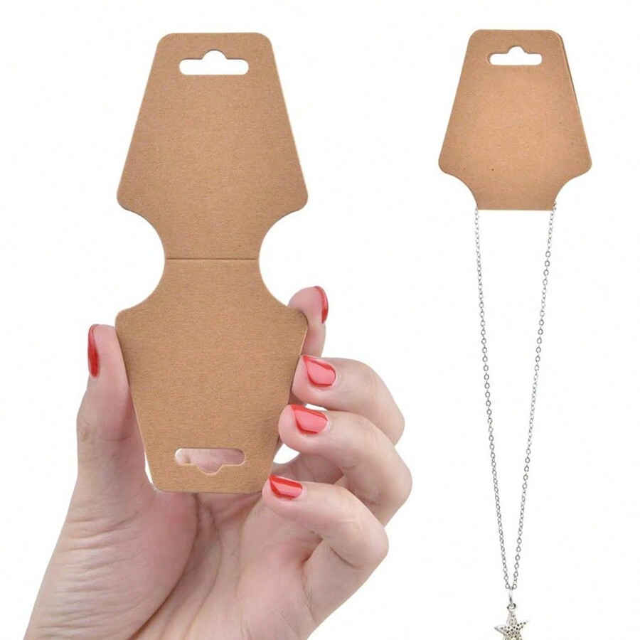 50pcs Foldable Card Paper, Necklace Packaging Card, Elastic Band Hang ...