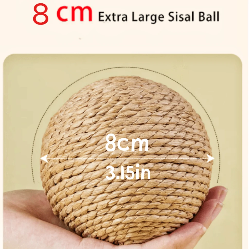 1pc 8CM Cat Interactive Sisal Ball Toy, Vocalize Sisal Ball Paper Rope ...