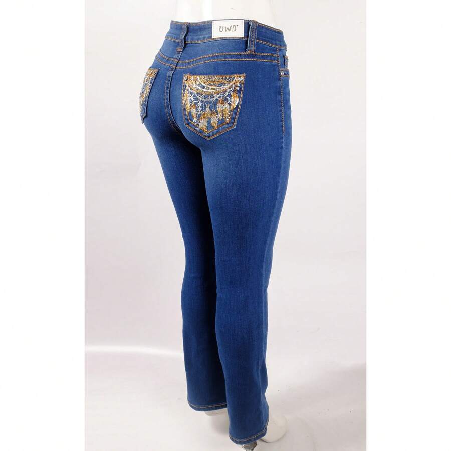 Women's Rhinestone Bootcut Jeans | SHEIN USA