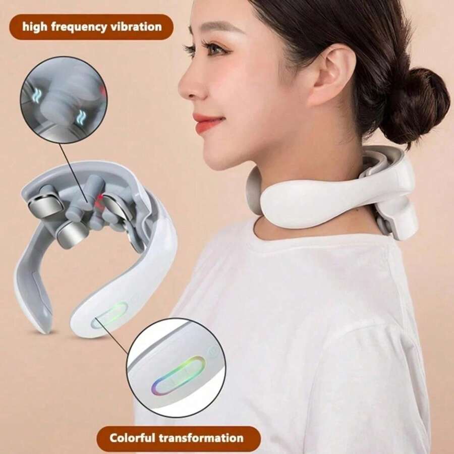 Ems Electric Cervical Spine Massager Neck Shoulder Massage Vertebra Relax Automatic Heating