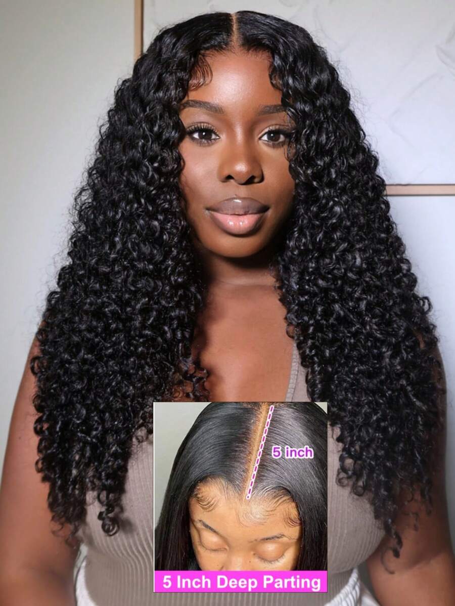 Unice Wig 5x5 HD Lace Wig 100% Human Hair Natural Jerry Curly Glueless ...