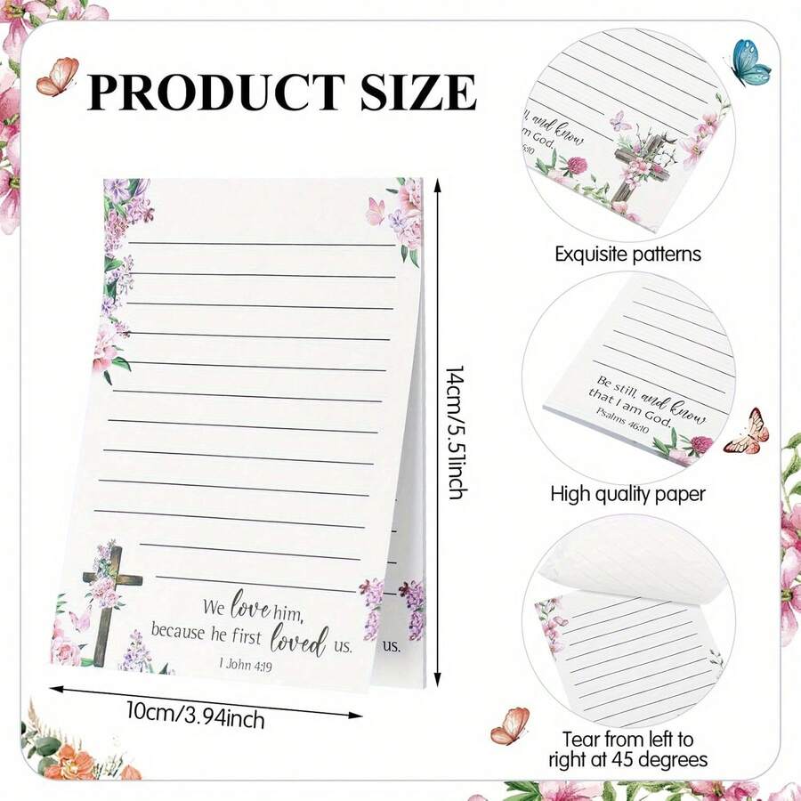 8 Packs Bible Sticky Notes 4''x5.5'' Christian Memo Pads Bible Verse ...