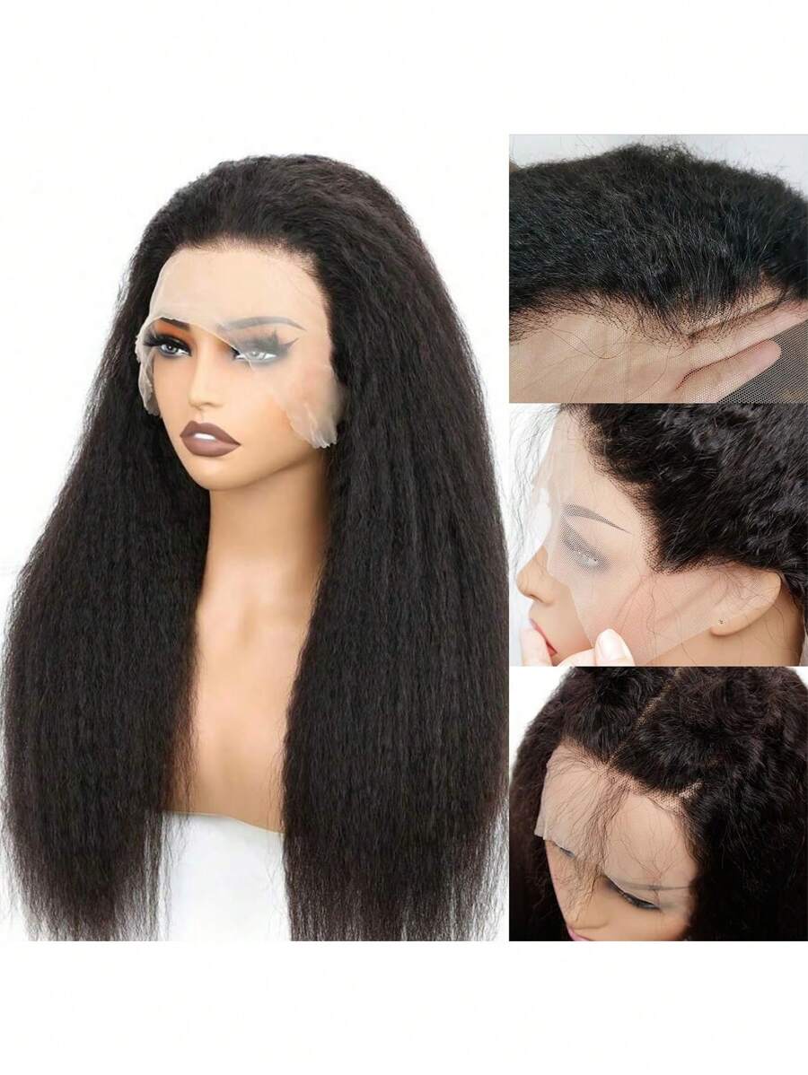 34 Inch Discount Kinky Straight 13*4 Lace Front Wigs Hair 150% Density ...