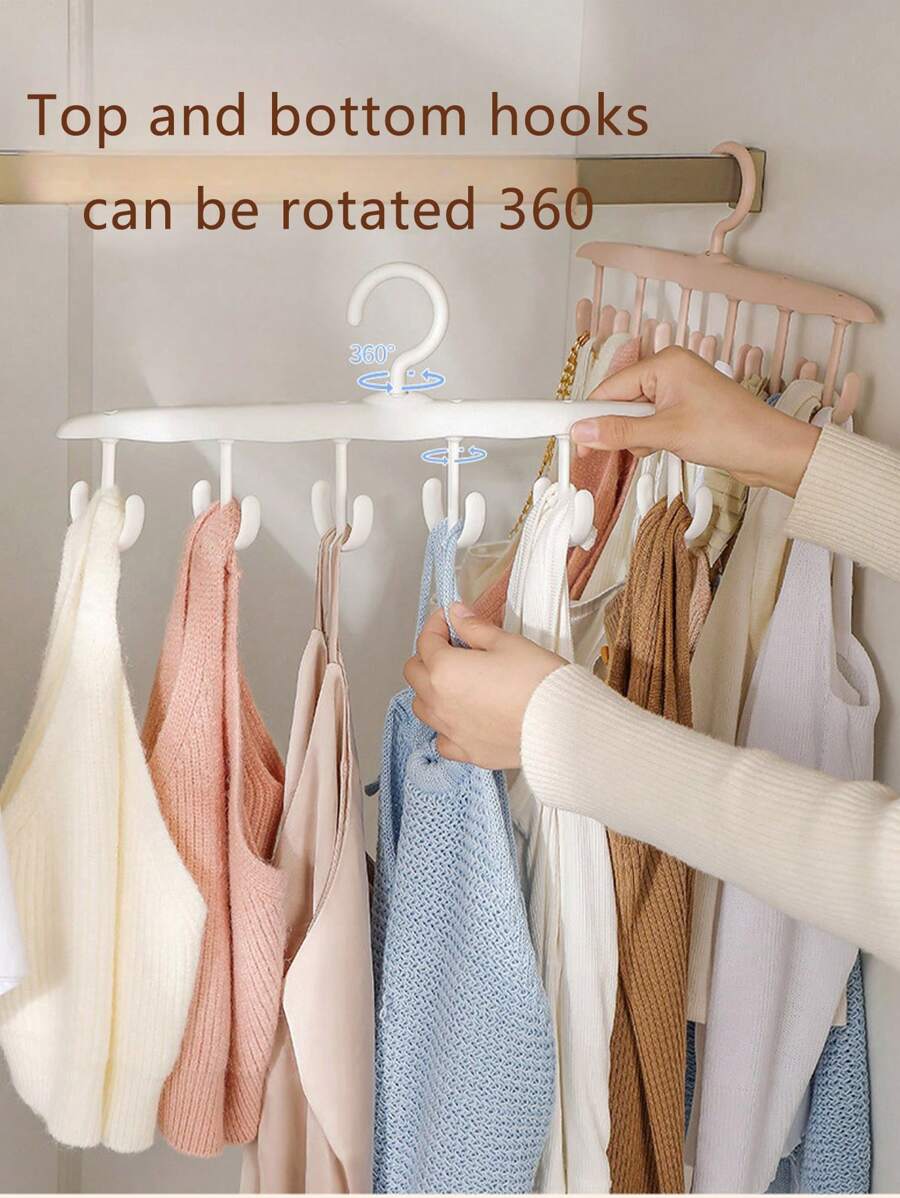 5pcs 360° Rotating Clothes Hanger With Multiple Hooks, Space-Saving Tie ...