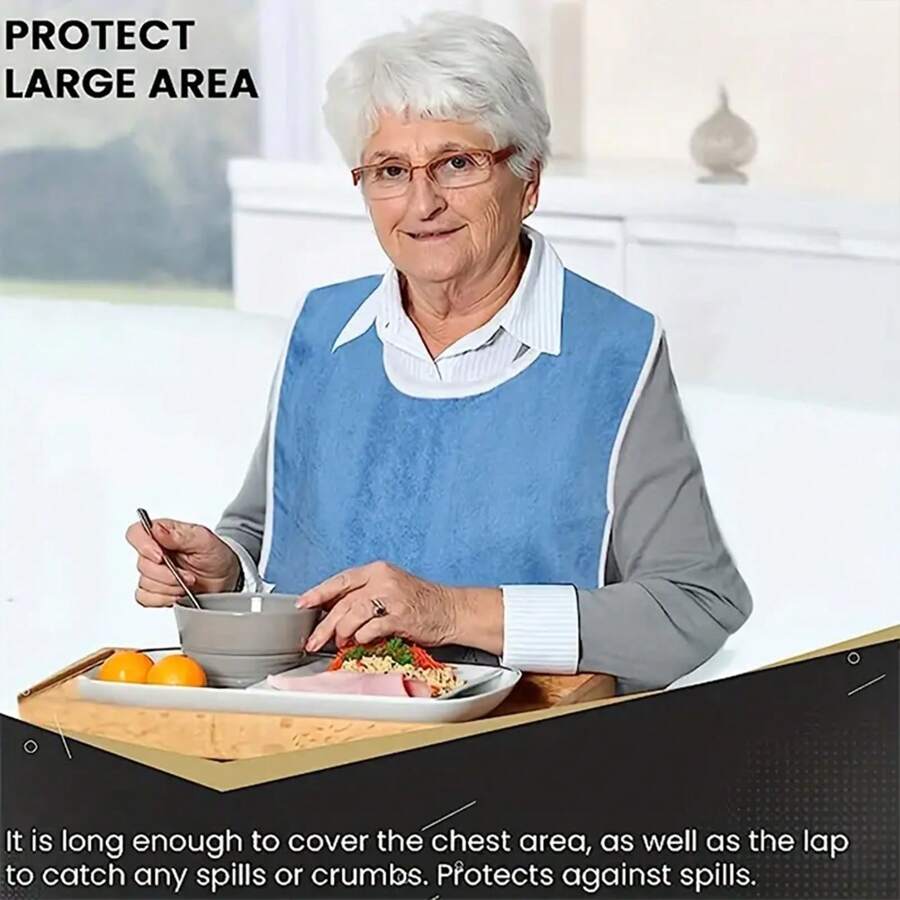 2 Adult Bibs Washable Elderly Care Meals Assisted Rehabilitation Bib ...