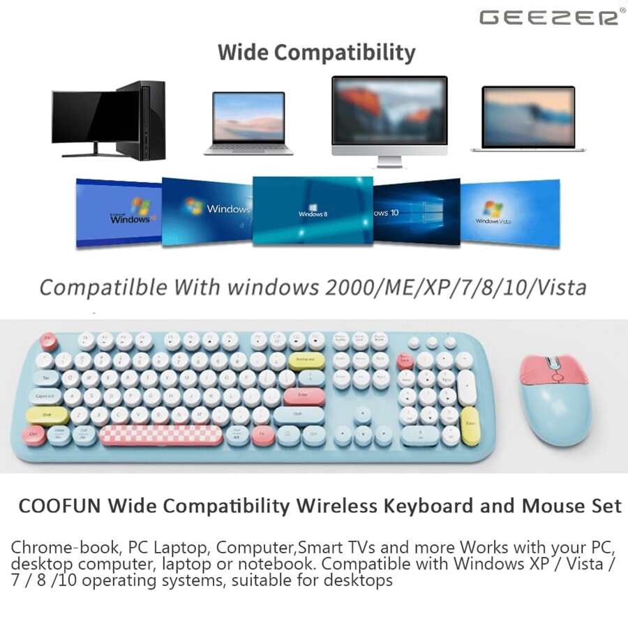 GEEZER GEEZER Ergonomic 2.4G Wireless Keyboard Set Wireless Keyboard ...