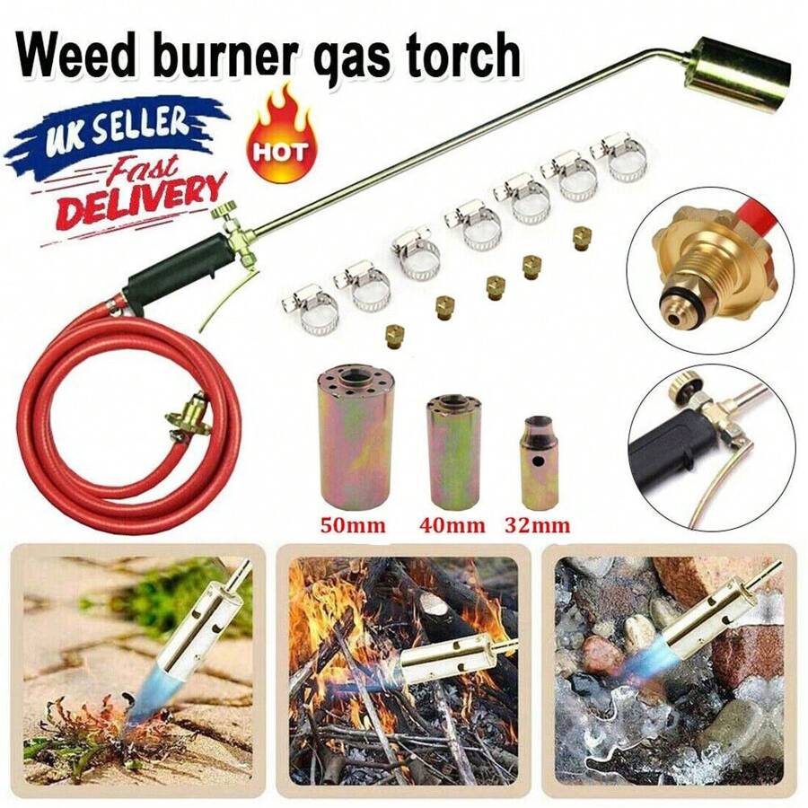 Long Arm Torch Burner Propane Butane Gas Blow Roofers Brazing Set 3 ...