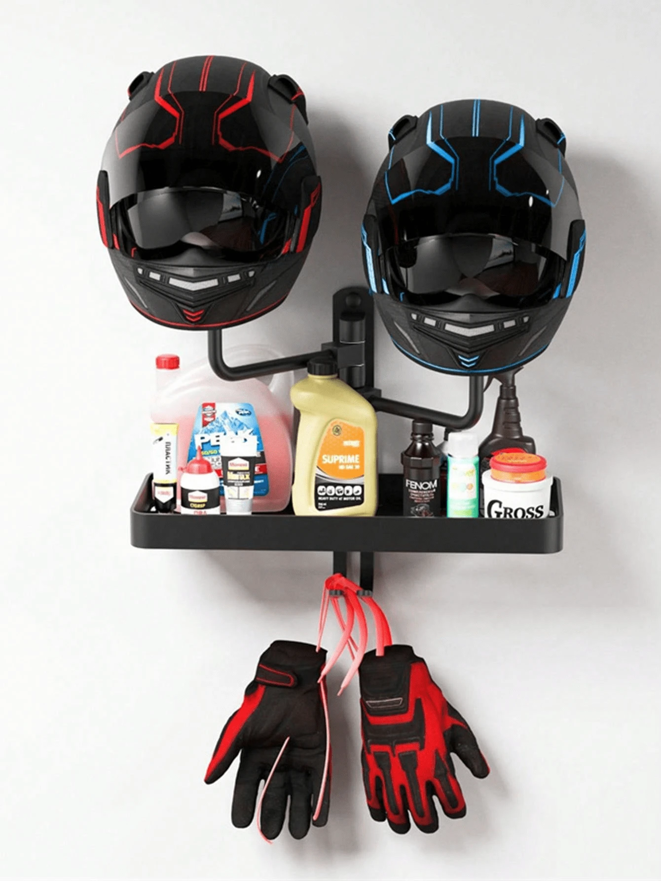 Home For A Variety Of Helmets Wall-Mounted Motorcycle Helmet Rack ...