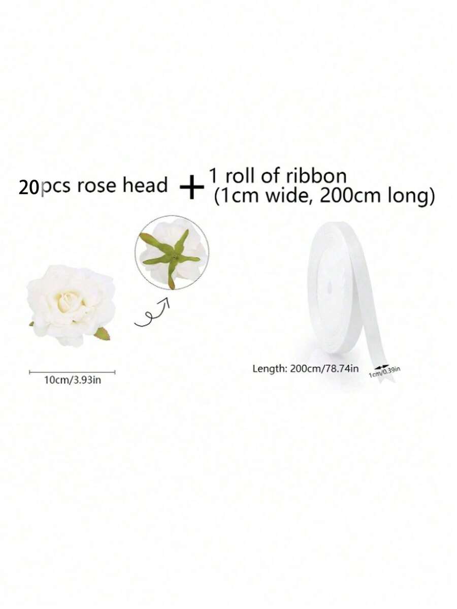 10pcs Red Roses + 300cm Transparent String, 10pcs White Roses + 200cm ...
