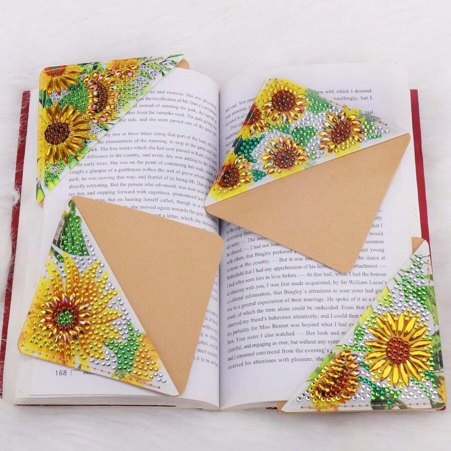 4 PCS Sunflower Diamond Art Bookmarks Kits Flower Diamond Art Bookmarks ...