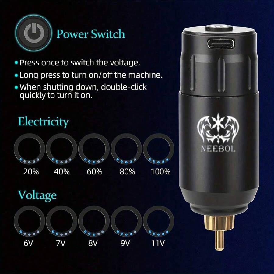 Neebol Neebol Wireless Tattoo Power Supply For Tattoo Machine Cordless ...