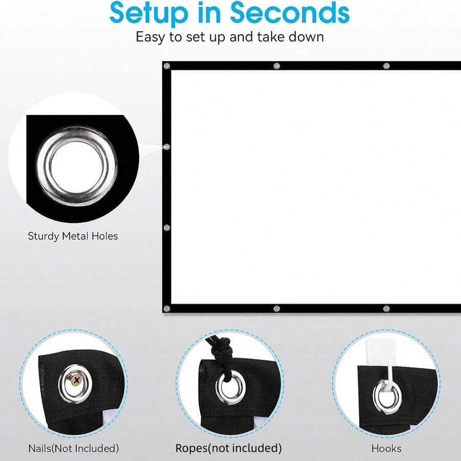 150 Inch Projection Screen 16:9 Foldable Portable Projector Movies ...