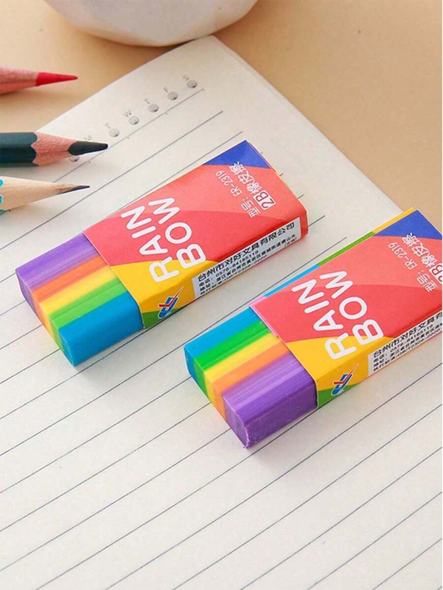 1pc/3pcs/6pcs/Rainbow Eraser, Creative Cute 2B Pencil Eraser For ...