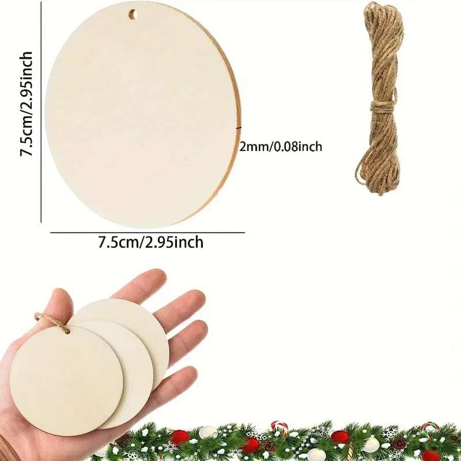 10pcs Unfinished Wooden Round Shapes, Blank Wooden Boards For DIY ...
