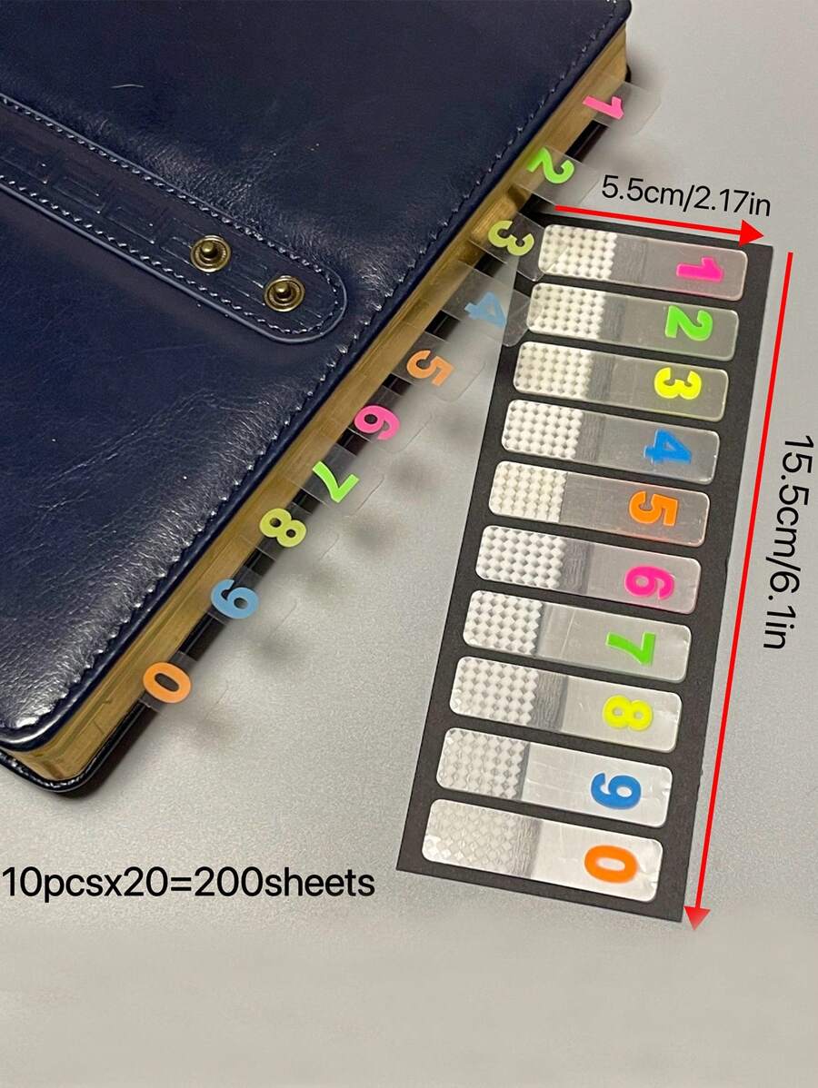 200pcs Transparent Numbered Index Sticky Labels, Strong Adhesive ...